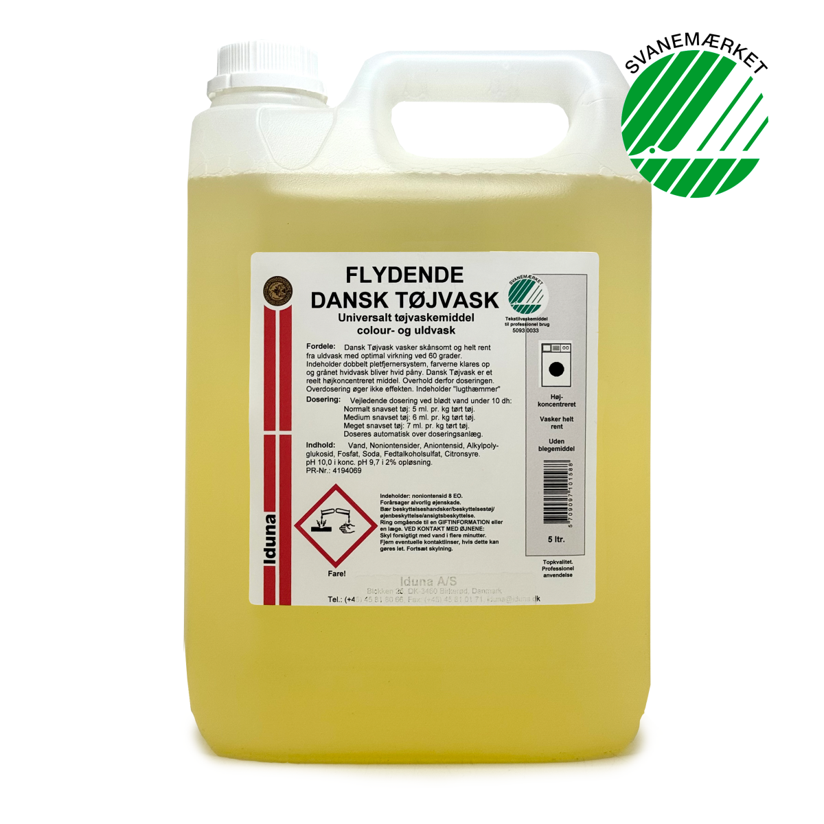 Iduna Flydende Dansk Tøjvask svanemærket 5L - VASKEPULVER - R1 WEBSHOP